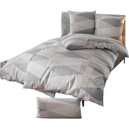 Janine unisex Bettw&auml;sche ros&eacute;-grau-bedruckt Gr&ouml;&szlig;e 40x80/135x200 cm