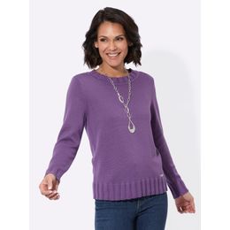 WITT Damen Langarm-Pullover mit Ripp-Abschl&uuml;ssen, lila, Gr&ouml;&szlig;e 36