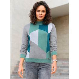 WITT Damen Pullover mit Intarsienstrick, salbei-aquapetrol-gemustert, Gr&ouml;&szlig;e 36