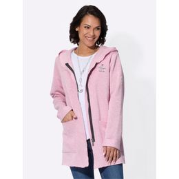 WITT Damen Strickfleece-Jacke mit fixiertem &Auml;rmelaufschlag, ros&eacute;-meliert, Gr&ouml;&szlig;e 38