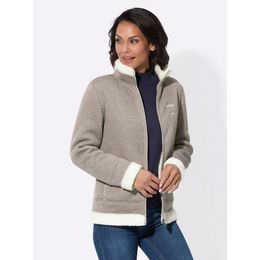 WITT Damen Fleecejacke mit Stehkragen, taupe-meliert, Gr&ouml;&szlig;e 36