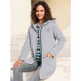WITT Damen Strickfleece-Jacke mit fixiertem &Auml;rmelaufschlag, steingrau-meliert, Gr&ouml;&szlig;e 44