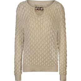 WITT Damen Ajourpullover mit Ketten-Applikation, sand, Gr&ouml;&szlig;e 40