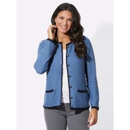 WITT Damen Strickjacke im Trachten-Stil, mittelblau-marine, Gr&ouml;&szlig;e 54