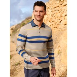 Catamaran Herren Langarmshirt mit Details aus Denim, sesam-gestreift, Gr&ouml;&szlig;e 44/46