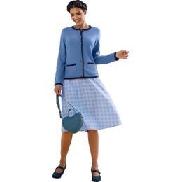 WITT Damen Schlupfrock in ausgestellter Form, mittelblau-ecru-bedruckt, Gr&ouml;&szlig;e 46