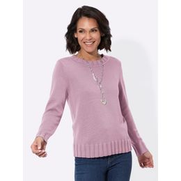 WITT Damen Langarm-Pullover mit Ripp-Abschlüssen, rosé, Größe 38