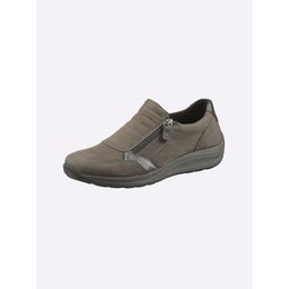 airsoft modern+ Damen Slipper mit doppeltem Rei&szlig;verschluss, taupe, Gr&ouml;&szlig;e 38