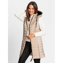 WITT Damen Longweste mit abnehmbarer Kapuze, beige, Gr&ouml;&szlig;e 38