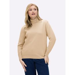 WITT Damen Rollkragenpullover aus reiner Baumwolle, beige, Gr&ouml;&szlig;e 38