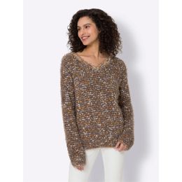 Heine Witt Damen Strickpullover in Melange-Qualit&auml;t, Feinstrick, braun-ocker-meliert, Gr&ouml;&szlig;e 34