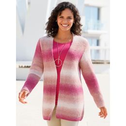 WITT Damen Strickjacke in Longform, rosenquarz-fuchsia, Gr&ouml;&szlig;e 40