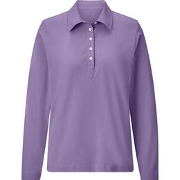 WITT Damen Langarm-Poloshirt in reiner Baumwoll-Qualit&auml;t, lavendel, Gr&ouml;&szlig;e 48