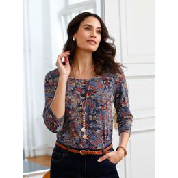Heine Damen Print-Shirt, Blau, Gr. 36, 3/4 Arm Shirts, Material: Baumwolle