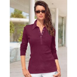 WITT Damen Langarm-Poloshirt in reiner Baumwoll-Qualit&auml;t, bordeaux, Gr&ouml;&szlig;e 36