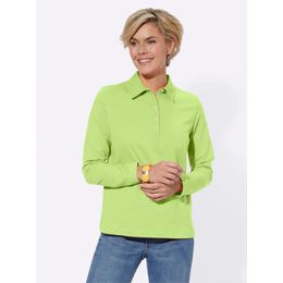 WITT Damen Langarm-Poloshirt in reiner Baumwoll-Qualit&auml;t, pistazie, Gr&ouml;&szlig;e 48