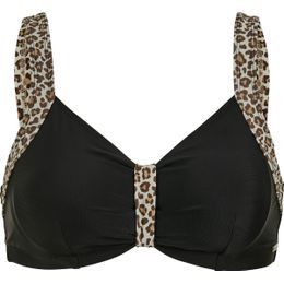 feel good Damen Bikini-Oberteil, schwarz-champagner-bedruckt, Gr&ouml;&szlig;e 40D