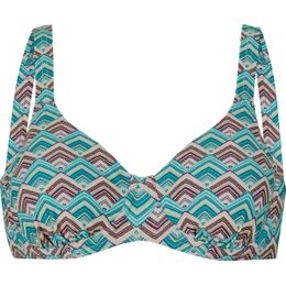 feel good Damen Bikini-Oberteil, t&uuml;rkis-violett-bedruckt, Gr&ouml;&szlig;e 38D