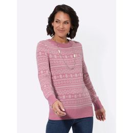 WITT Damen Norwegerpullover aus Jacquard-Strick, altrosa-ecru, Gr&ouml;&szlig;e 38