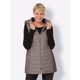WITT Damen Longweste mit Kapuze, taupe, Gr&ouml;&szlig;e 38