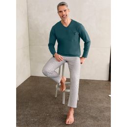 w&auml;schepur men Herren Schlafanzug, petrol-jade-bedruckt, Gr&ouml;&szlig;e 48/50