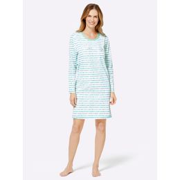 w&auml;schepur w&auml;schepur Damen Langarm Sleepshirts, mint + mint-gestreift, Gr&ouml;&szlig;e 52/54