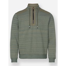 Marco Donati Herren Sweatshirt mit gewebten Twill-Bes&auml;tzen khaki-meliert Gr&ouml;&szlig;e 44/46