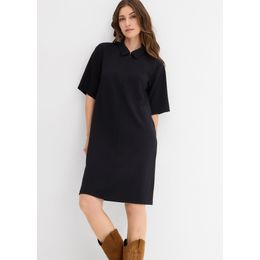 bonprix Polokleid aus softem Scuba, schwarz, Gr.36/38 (S), Kurzes Polokleid mit kurzen &Auml;rmeln und Rei&szlig;verschluss vorne, aus Viskose
