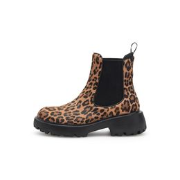 Woden Chelsea Boots 'Aya Leo' Damen Größe 37 beige / dunkelbeige / schwarz Winterschuhe