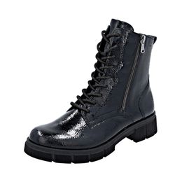 Schn&uuml;rstiefelette Remonte "Remonte Stiefelette Lederimitat", Damen, Gr. 37, schwarz (schwarz lack), Lederimitat, Schuhe Schn&uuml;rstiefelette