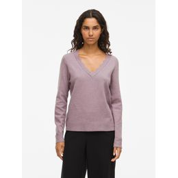 Vila Damen V-Ausschnitt-Pullover "VINIKOLINA V-NECK L/S KNIT TOP - NOOS"toadstool detail:melange, Gr. L, meliert, Strick, Obermaterial: 97%
