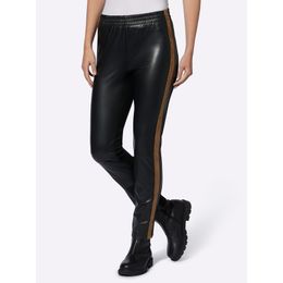Heine Damen Lederimitathose, Schwarz, Gr. 38, 7/8-Hose, Material: Polyester. R&uuml;ckseite: Viskose