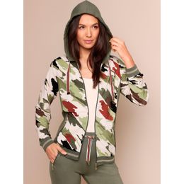 CREATION L PREMIUM Wit Damen Modal-Viskose-Jacke, champagner-khaki-bedruckt, Größe 36/38