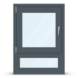 Fenster mit Unterlicht Anthrazit, Kunststoff-Profil aluplast IDEAL&reg; 4000, 1-teilig dreh kipp, Unterlicht fest, 800 x 1100 mm oder nach Ma&szlig;
