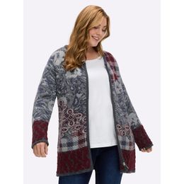 sheego Gro&szlig;e Gr&ouml;&szlig;en Jacquardstrickjacke f&uuml;r Drinnen und Drau&szlig;en, rauchblau-gemustert, Gr&ouml;&szlig;e 54 - Damen