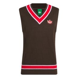 adidas originals Pullunder 'Originals Knit' Herren Gr&ouml;&szlig;e XS dunkelbraun / rot / wei&szlig;