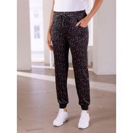 WITT Damen Freizeithose mit Fußbündchen, schwarz-bedruckt, Größe 23