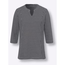 sheego Gro&szlig;e Gr&ouml;&szlig;en 3/4-Arm-Shirt mit Ringel-Muster, garngef&auml;rbt, schwarz-wei&szlig;-gestreift, Gr&ouml;&szlig;e 50 - Damen