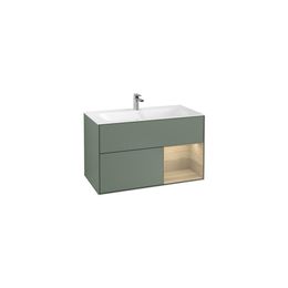 Villeroy & Boch V&B Waschtischunterschrank Finion Reg re Oak Veneer, Olive Matt Lacquer ; Villeroy & Boch (F040PCGM)