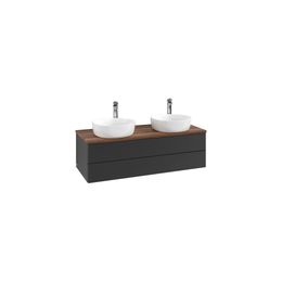 Villeroy & Boch V&B Waschtischunterschrank mit Frontstruktur, mit Beleuchtung Antao 120x36x50cm, HL, WBP w. wal, bla m Lac ; Villeroy & Boch (L24152PD)