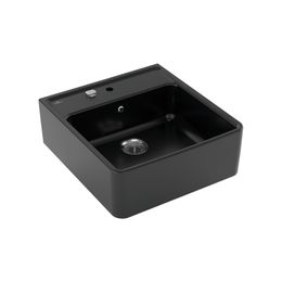 Villeroy & Boch V&B Sp&uuml;lstein-Einzelbecken m Abl.garn, Exzenter, pure black ; Villeroy & Boch (632062R7)