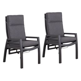 2 DeVries Montana Alu-Dining-Sessel - 60x62x109cm - grau - Aluminium / Polyester / Polyurethan
