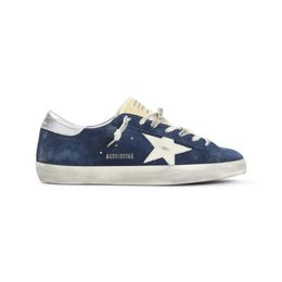 Golden Goose Deluxe Brand Golden Goose Low-Top Sneaker - Navy Blue Suede Sneakers With Silver Metallic Heel - Gr. 45 (EU) - in Blau - f&uuml;r Damen