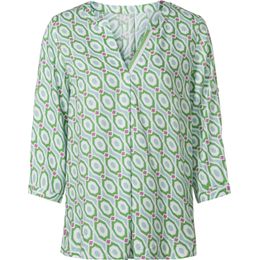 Heine Damen Schlupf-Bluse mit Seitenschlitzen ecru-mint-bedruckt Gr&ouml;&szlig;e 46