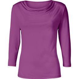 Damen Wasserfallshirt mit 3/4-langen Ärmeln violett, Größe 40