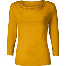 Damen Wasserfallshirt mit 3/4-langen Ärmeln ocker, Größe 36