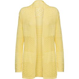 CR&Eacute;ATION L Damen Strickjacke mit Ajour-Muster zitrone Gr&ouml;&szlig;e 38