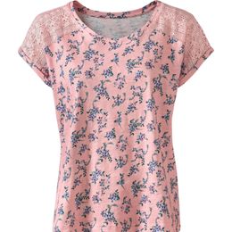 CR&Eacute;ATION L Damen Print-Shirt mit Spitzeneinsatz rosenquarz-kalkmint-bedruckt Gr&ouml;&szlig;e 40