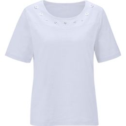 CR&Eacute;ATION L Damen Kurzarmshirt mit Metallpl&auml;ttchen-Verzierung wei&szlig; Gr&ouml;&szlig;e 40