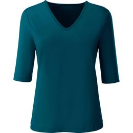 CR&Eacute;ATION L Damen V-Shirt mit V-Ausschnitt, pflegeleicht petrol Gr&ouml;&szlig;e 40